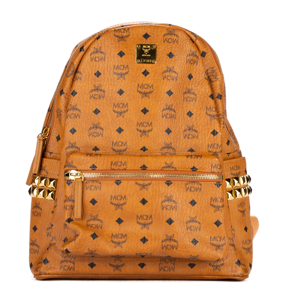 MCM | Bags | Mcm Medium Side Stud Backpack In Cognac Visetos Coated ...